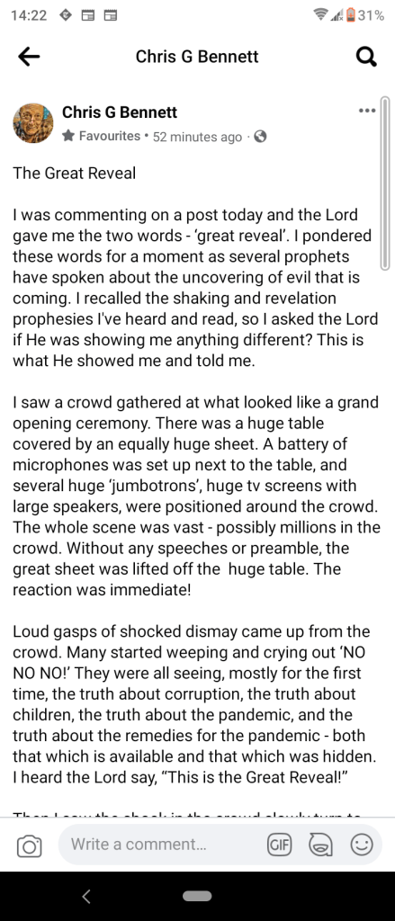 Prophetic word on The Great Reveal – Chris G Bennett | Richard's Watch